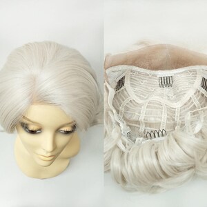Lace Front Short White Gray Retro Curly Heat Resistant Wig Doris Day ...