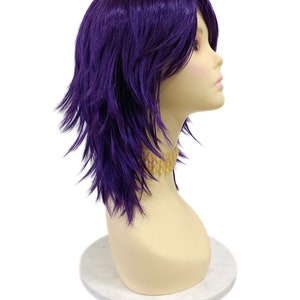 12 Inch Purple Shag Style Straight and Layered With Bangs Anime Costume ...