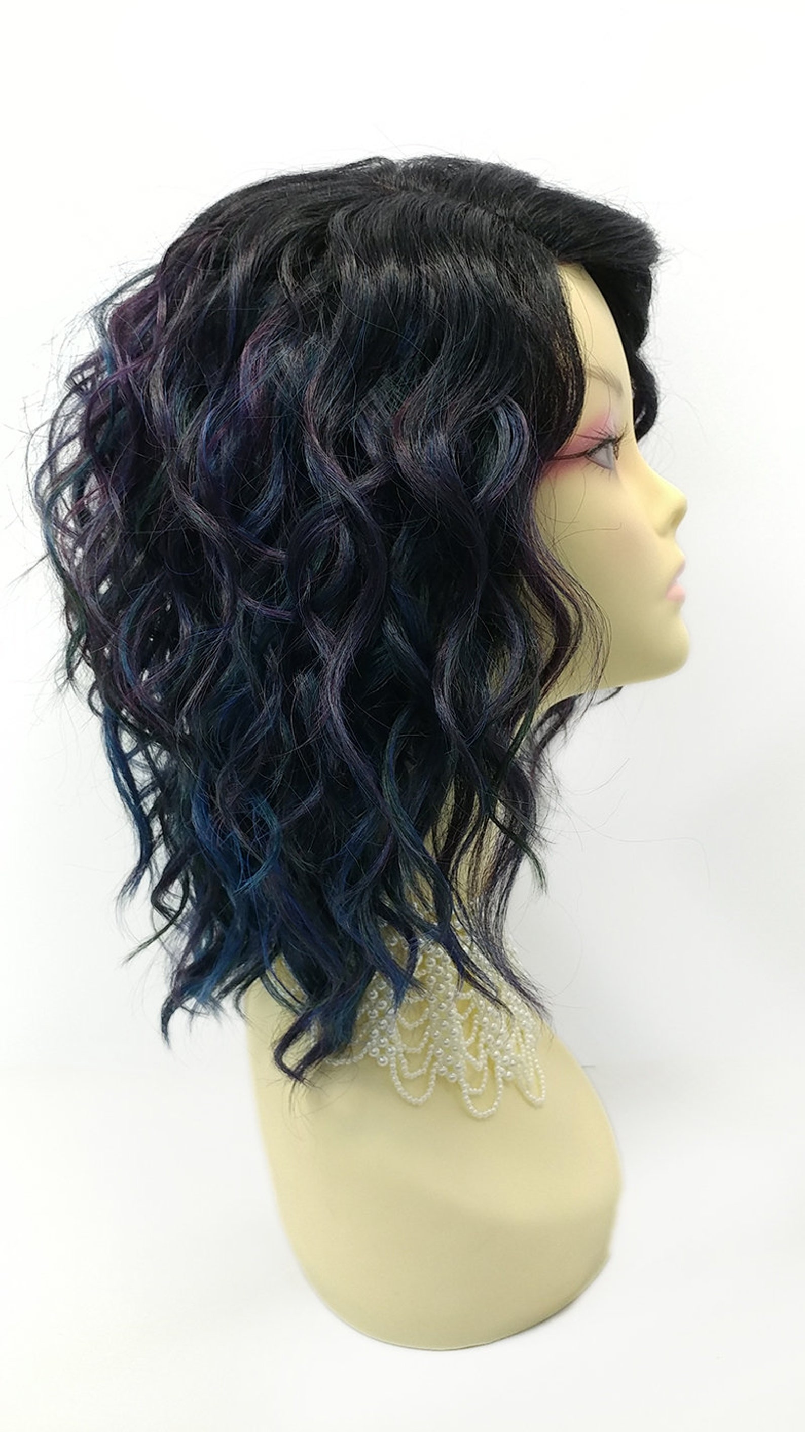12 Inch Lace Front Blue Purple Toned Oil Slick Streaks With - Etsy