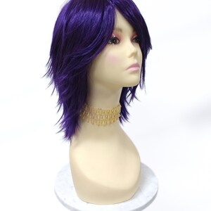 12 Inch Purple Shag Style Straight and Layered With Bangs Anime Cosplay ...