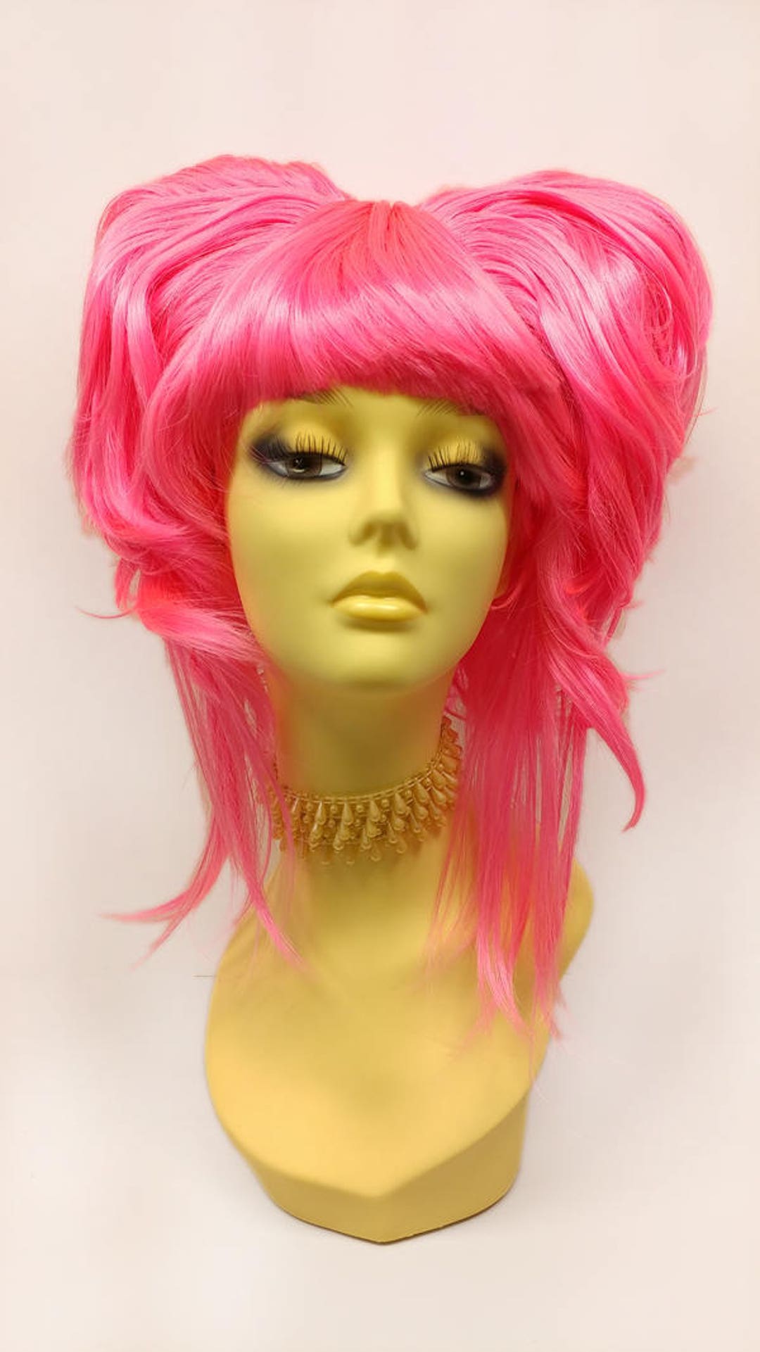 Petite Hot Pink Short Double Pouf Poof Wig. Anime Cosplay Wig. Fun ...