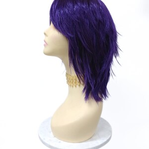 12 Inch Purple Shag Style Straight and Layered With Bangs Anime Cosplay ...