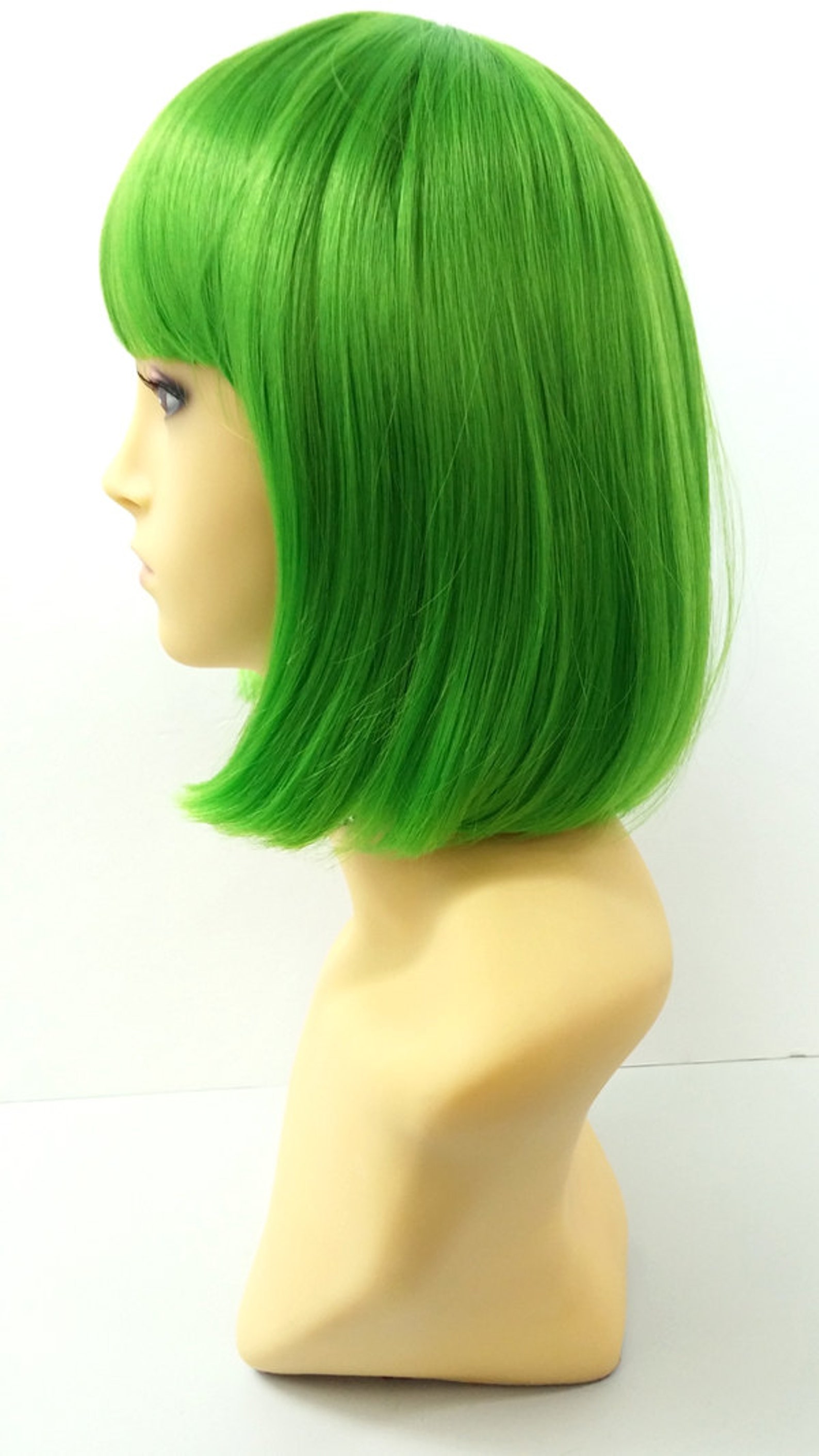 Bright Green Short Bob Wig Straight W/ Bangs. Page Boy Wig. - Etsy