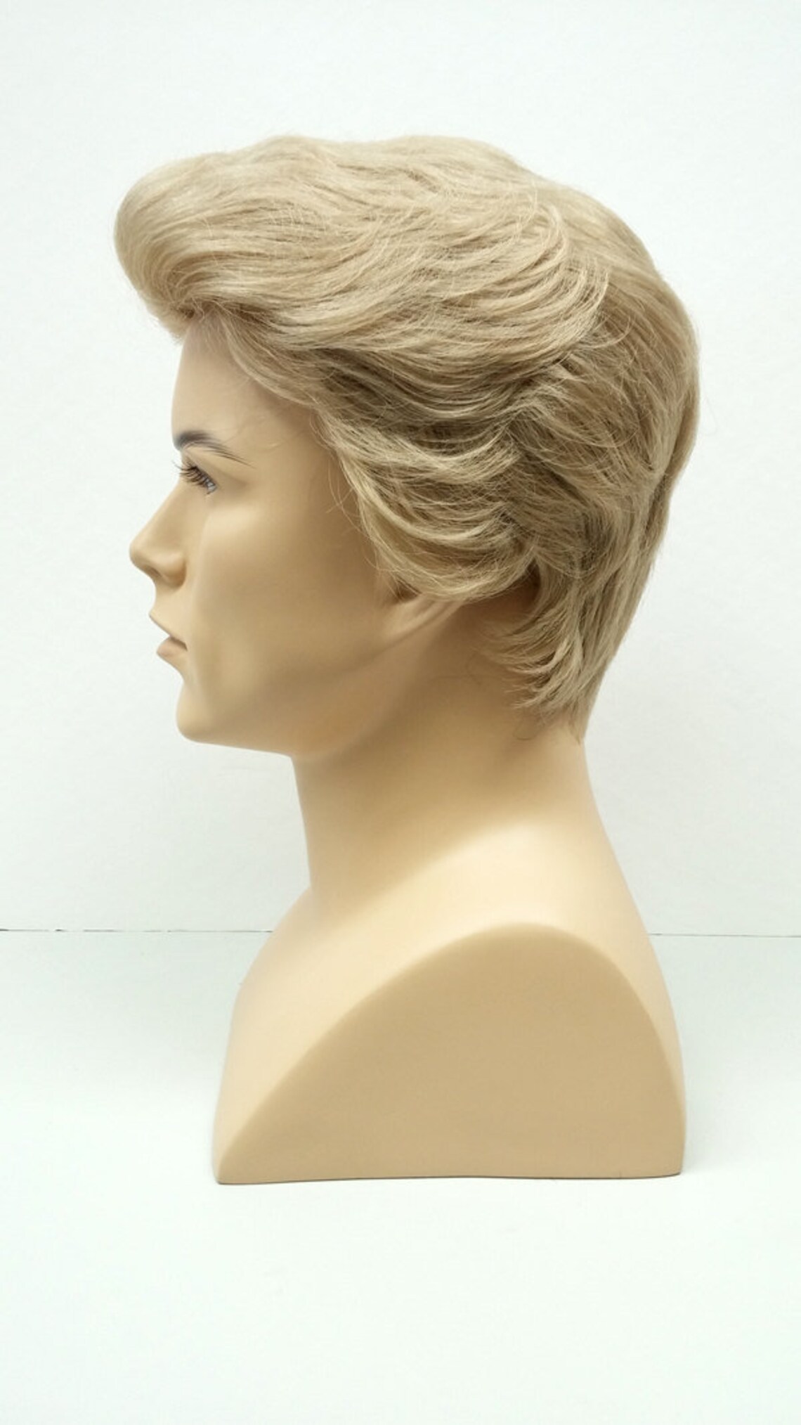 Blonde Short Fluffy Pompadour Style Men's Wig. Synthetic | Etsy