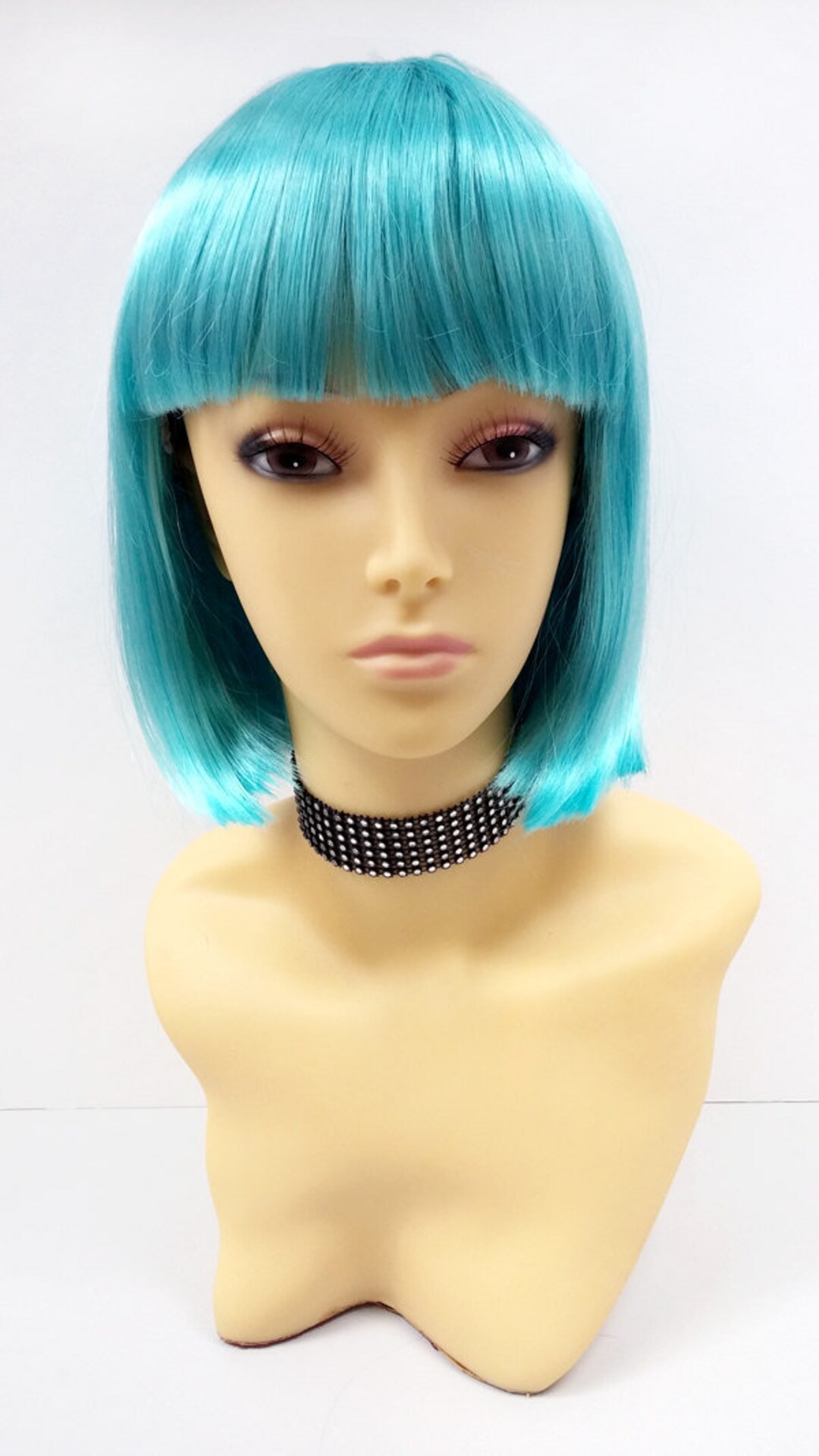 Light Blue Short Bob Wig Straight Bangs. Page Boy Wig - Etsy