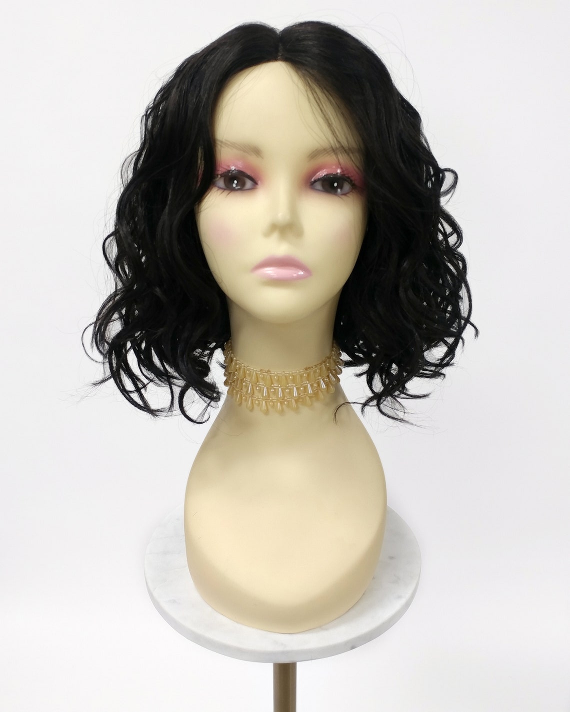 10 Inch Lace Front Dark Brown Short Wavy Heat Resistant Lace Center ...