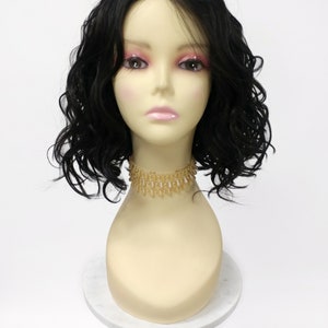 10 Inch Lace Front Dark Brown Short Wavy Heat Resistant Lace Center ...