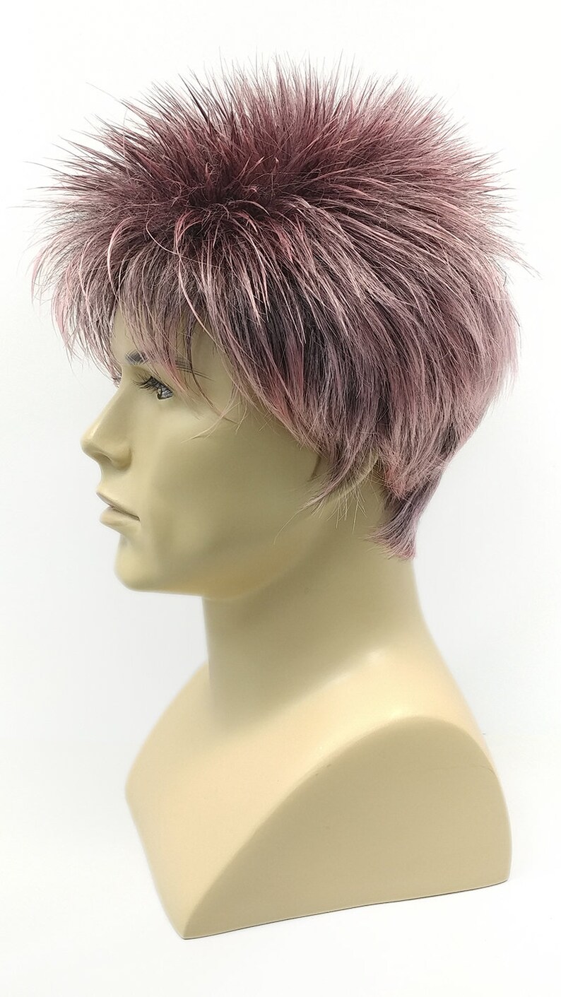 Pink off Black Mix Short Spiky Style Unisex Wig. Synthetic - Etsy