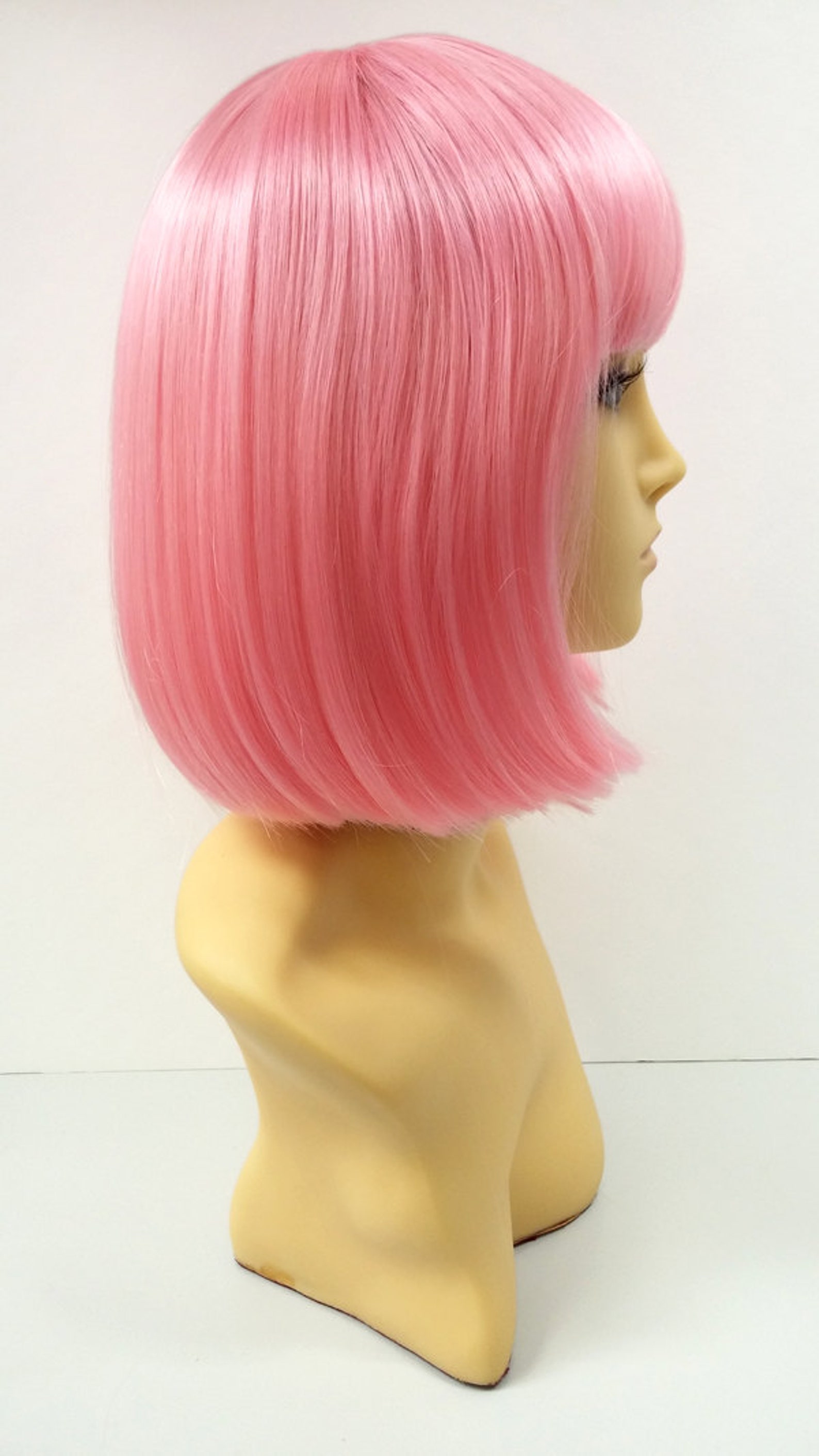 Light Pink Short Bob Wig Straight W/ Bangs. Page Boy Wig. [08-39 ...