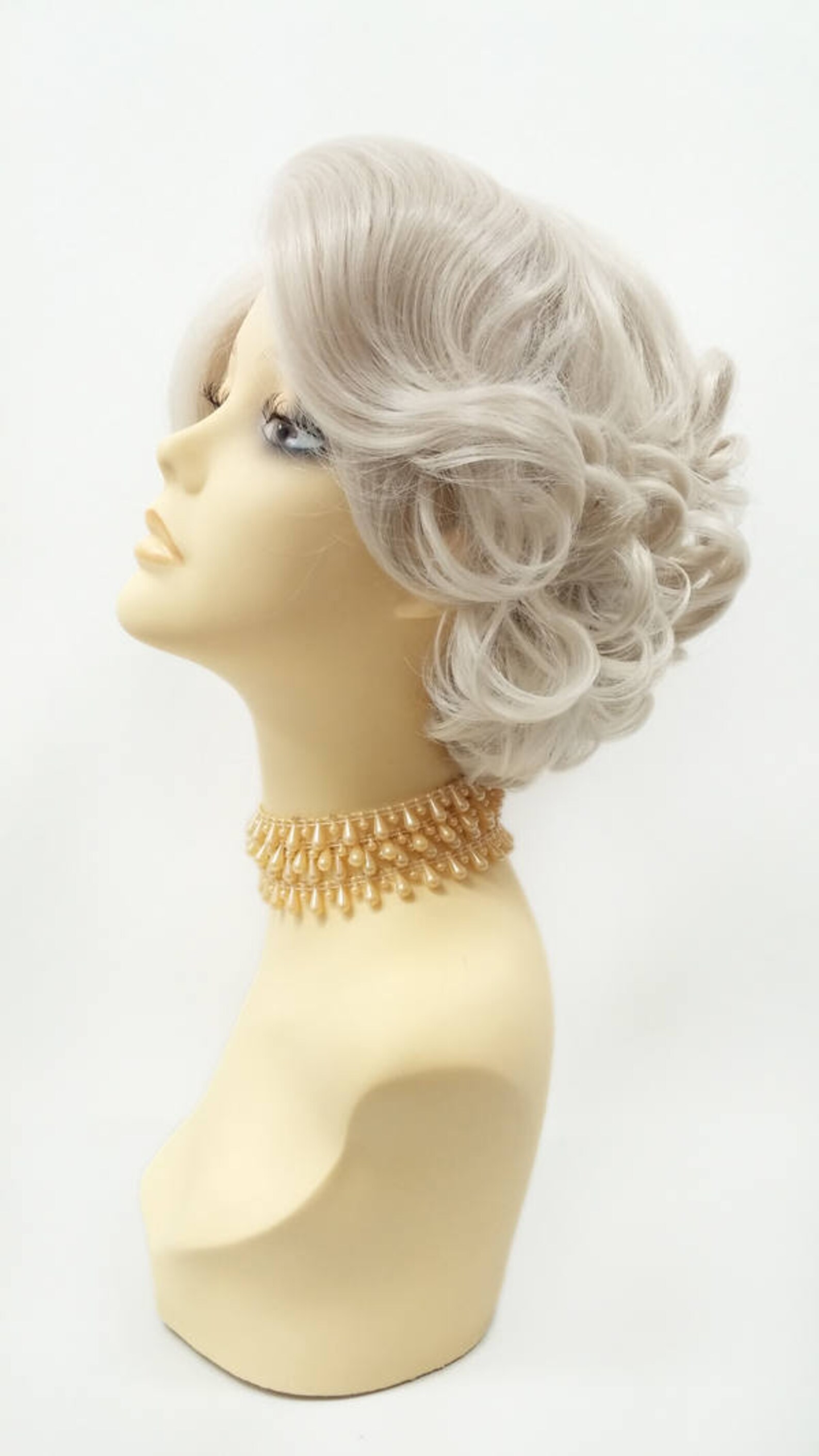 Lace Front Short White Gray Retro Curly Wig. Doris Day Style - Etsy