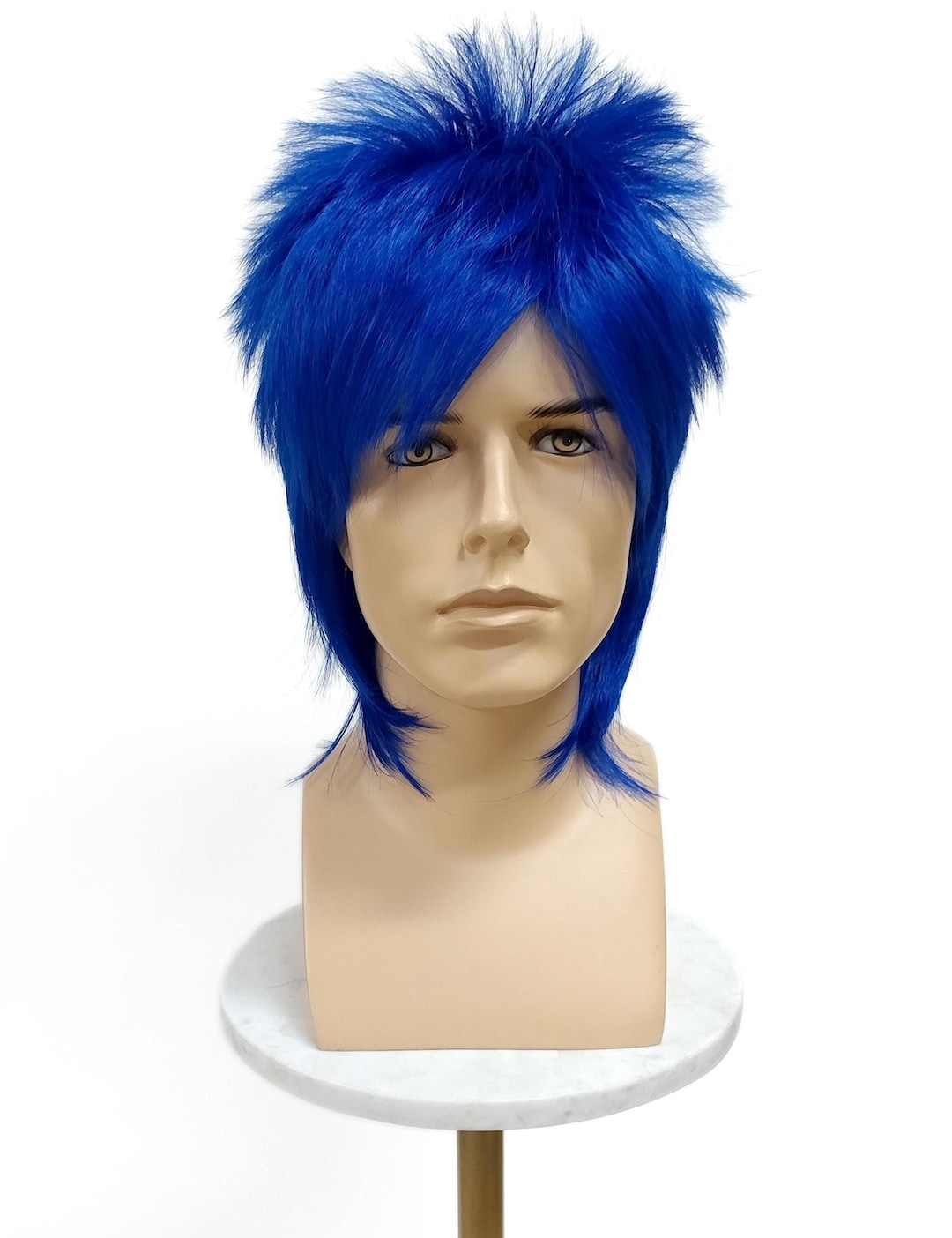 Blue Rocker Style Spiky Retro Vintage Mullet Costume Unisex Mens Womens ...