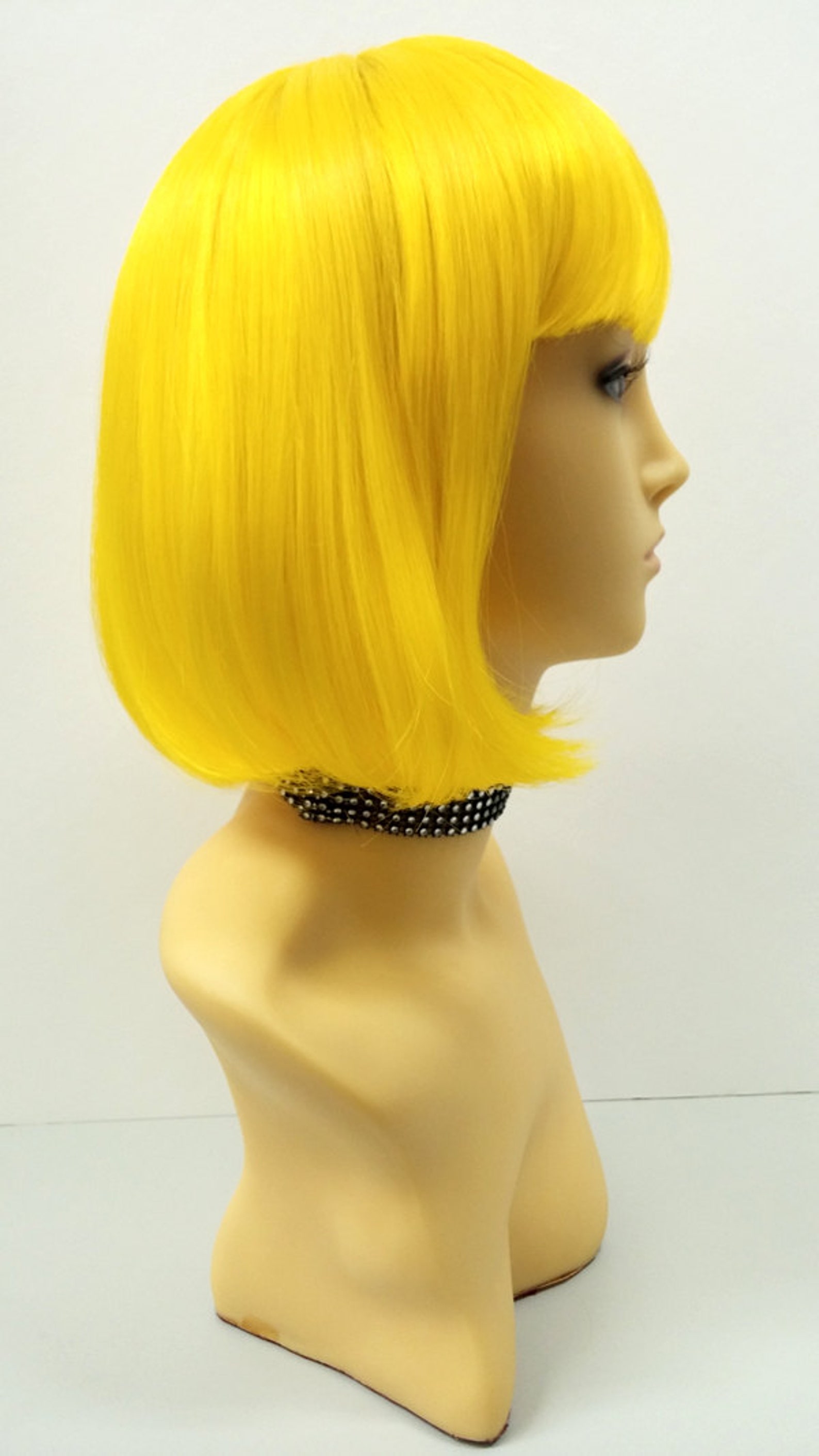 Yellow Short Bob Wig Straight W/ Bangs. Page Boy Wig. - Etsy