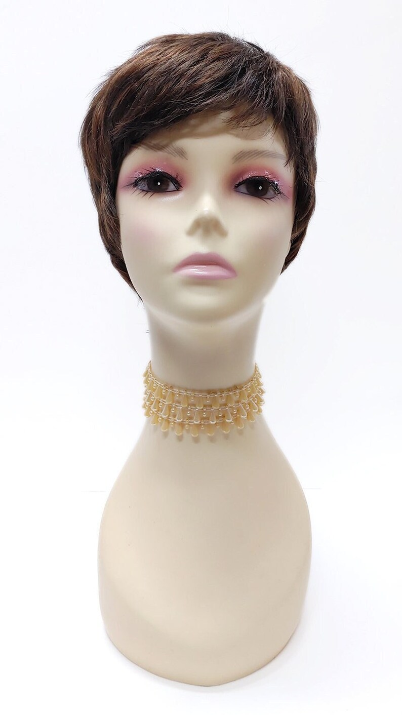 Short Tapered Pixie Cut Dark Brown and Copper Mix Synthetic - Etsy