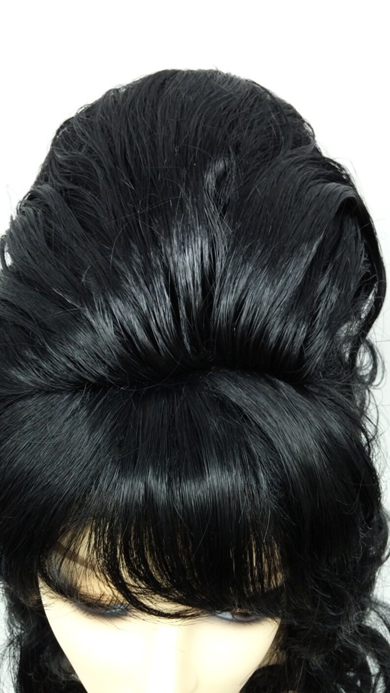 Long 17 Inch Black Wavy Beehive Costume Wig. - Etsy