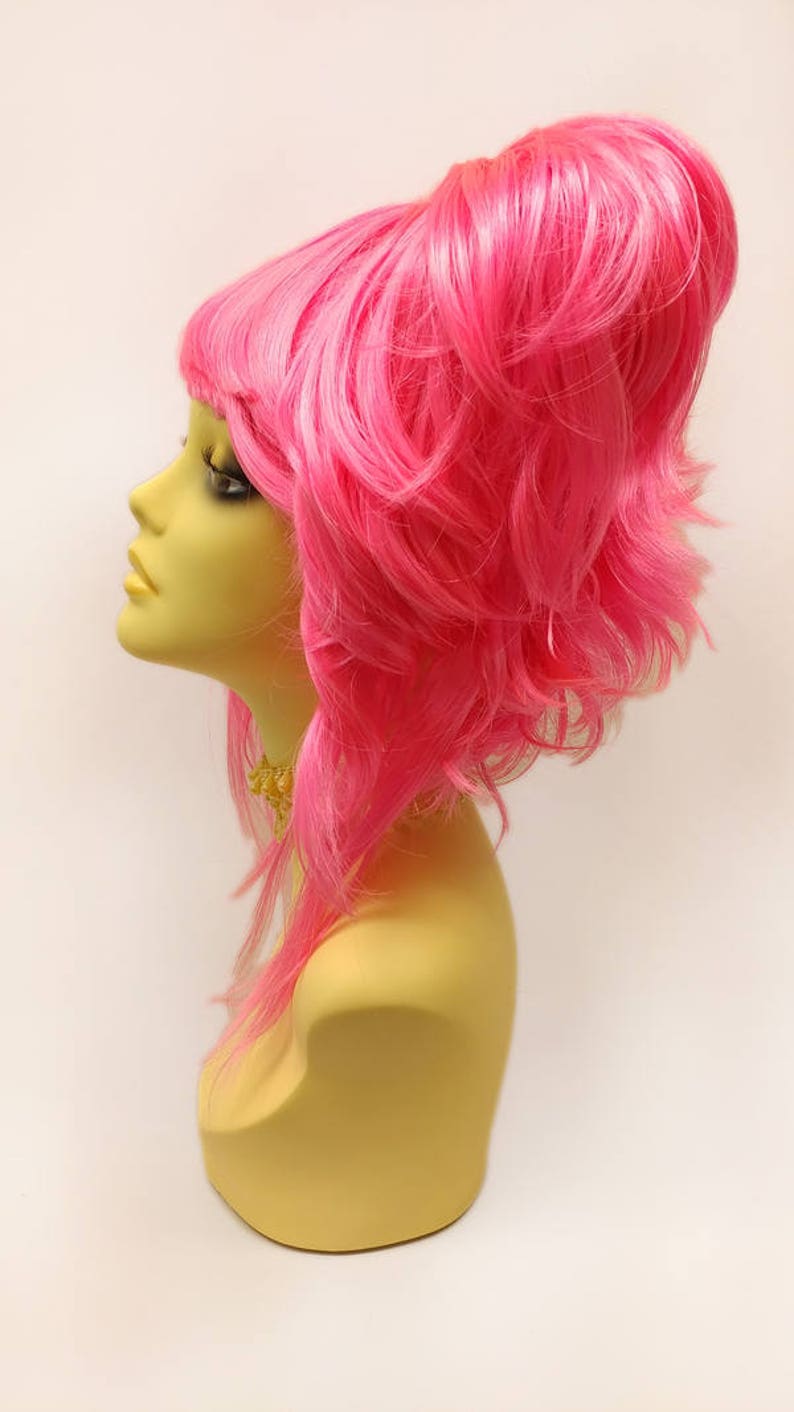 Petite Hot Pink Short Double Pouf Poof Wig. Anime Cosplay Wig. - Etsy
