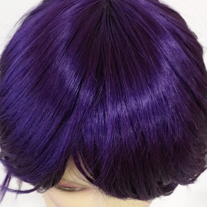 12 Inch Purple Shag Style Straight and Layered With Bangs Anime Costume ...
