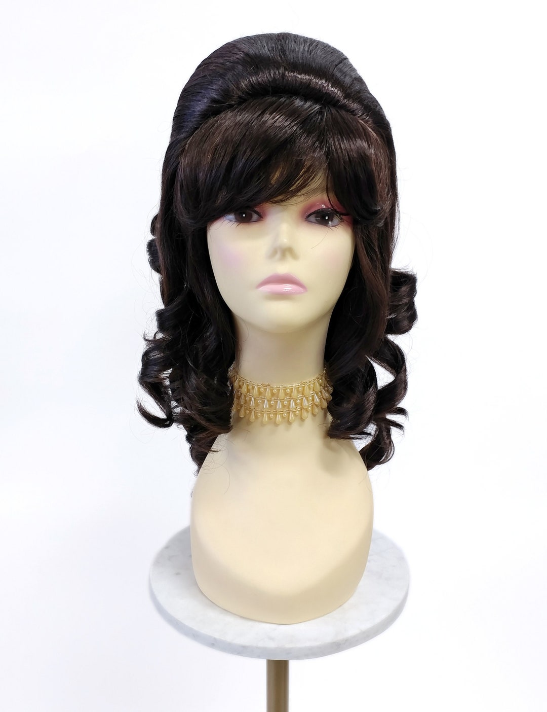 Brown Long Wavy Beehive Retro Vintage 60s Costume Wig [wvbeehive-6] - Etsy