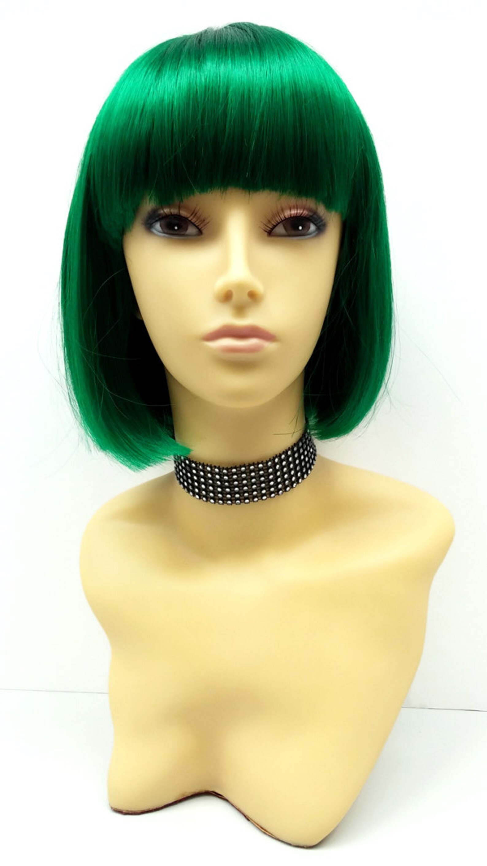 Green Short Bob Wig Straight With Bangs. Page Boy Wig. - Etsy