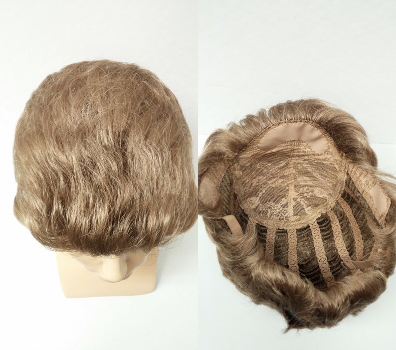 Men's Lightest Brown Brushed Back Style Wig. Short Synthetic Fashion ...