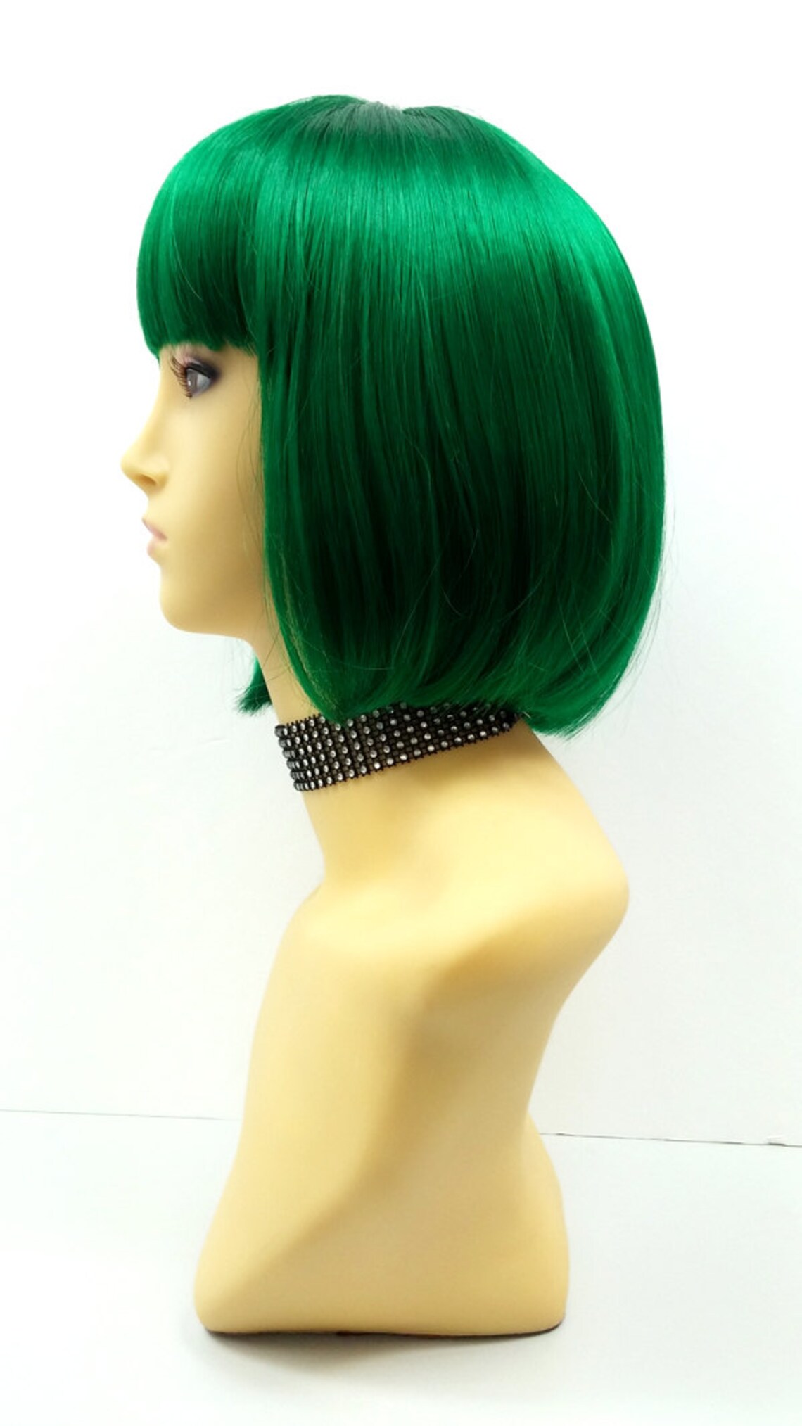 Green Short Bob Wig Straight With Bangs. Page Boy Wig. - Etsy