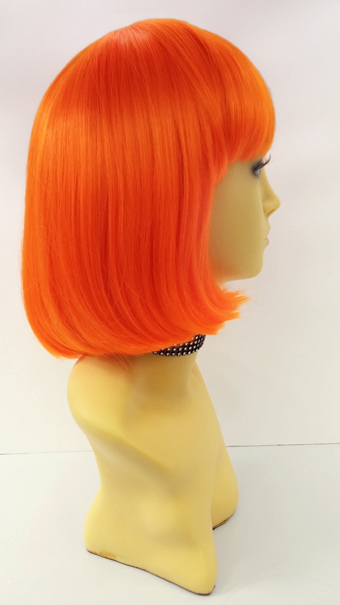 Orange Short Bob Wig Straight W/ Bangs. Page Boy Wig. | Etsy