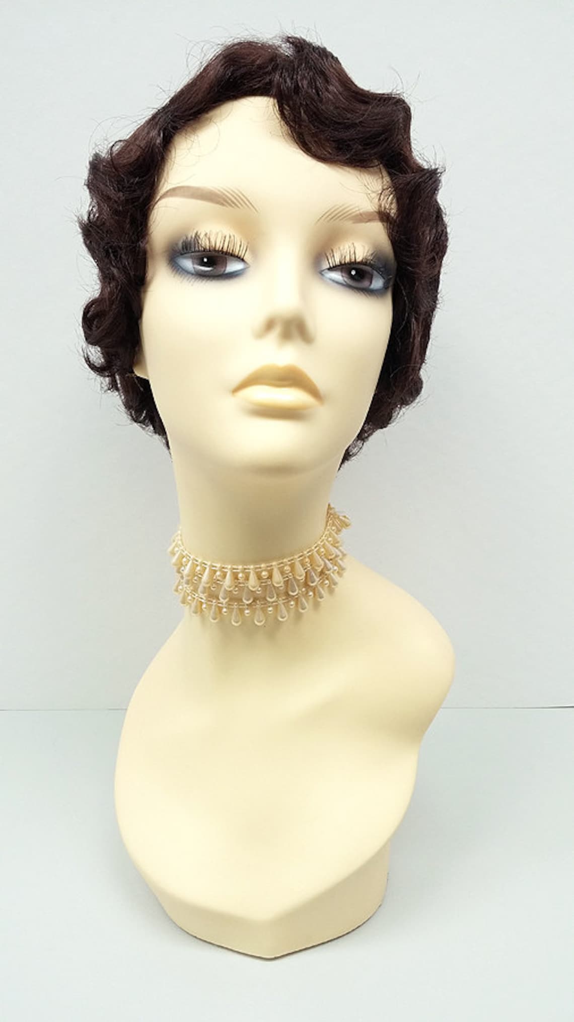 1920s Style Short Brown Finger Wave Wig. Marcel Wave Vintage Style Heat ...