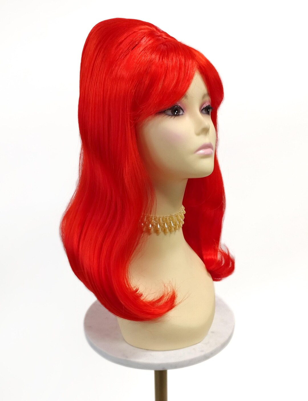Red Straight Beehive Costume Wig Retro Groovy 60s Vintage Mod Bouffant ...