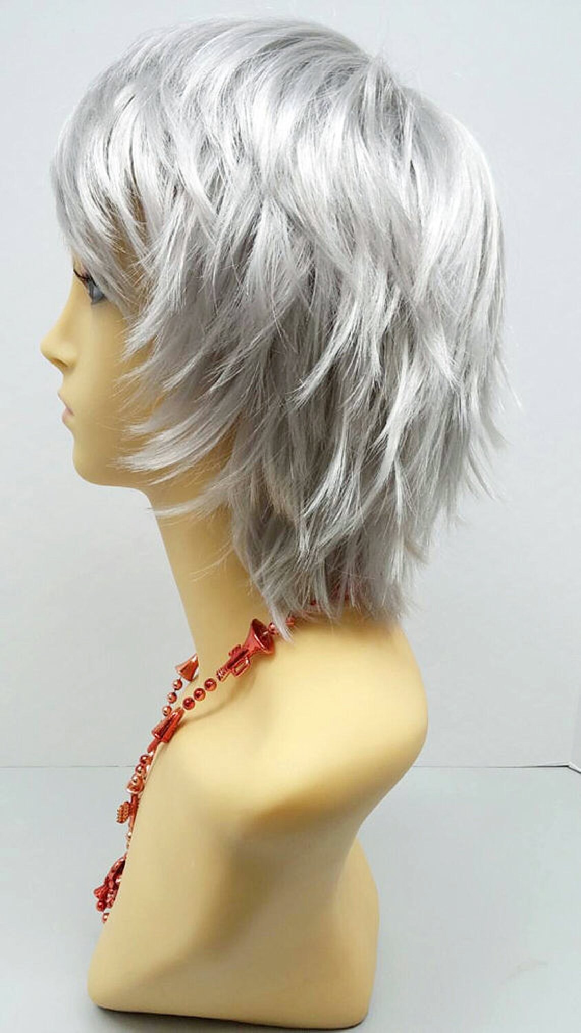 Short Layered Wind Blown Shag Style Silver Cosplay Wig. Anime | Etsy