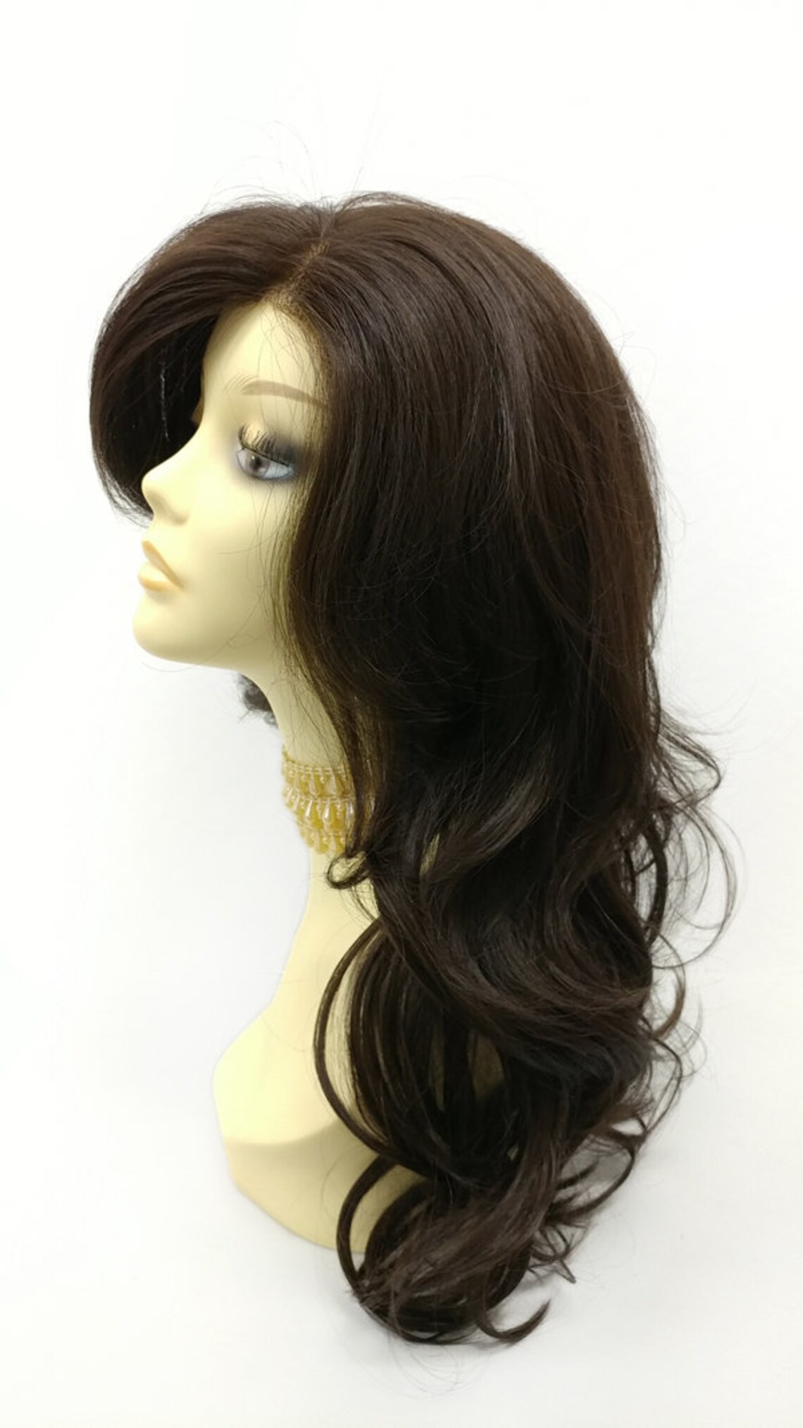 19 Inch Long Wavy Deep Lace Front Dark Brown Heat Resistant | Etsy