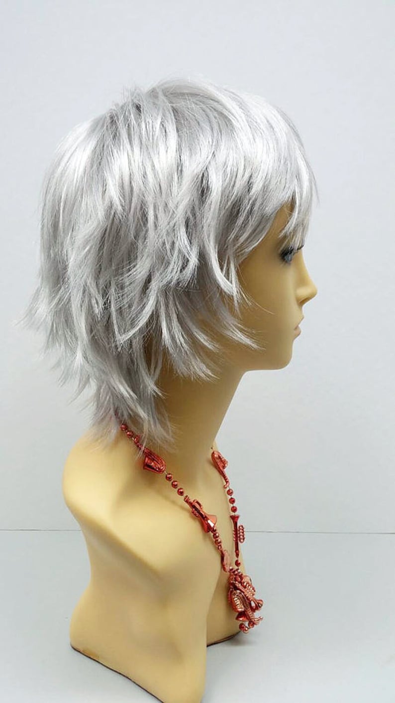 Short Layered Wind Blown Shag Style Silver Cosplay Wig. Anime - Etsy