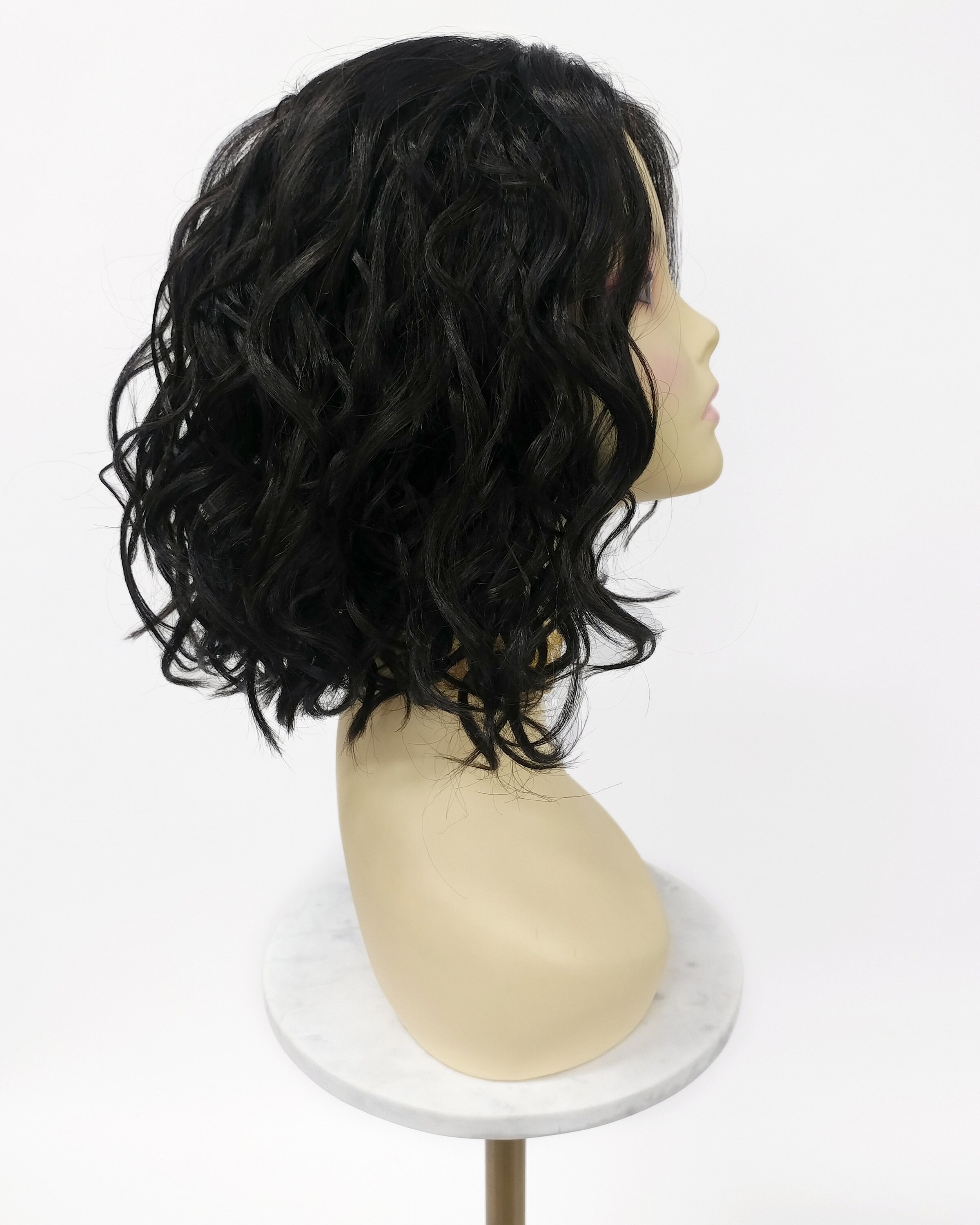 10 Inch Lace Front Dark Brown Short Wavy Heat Resistant Lace Center ...