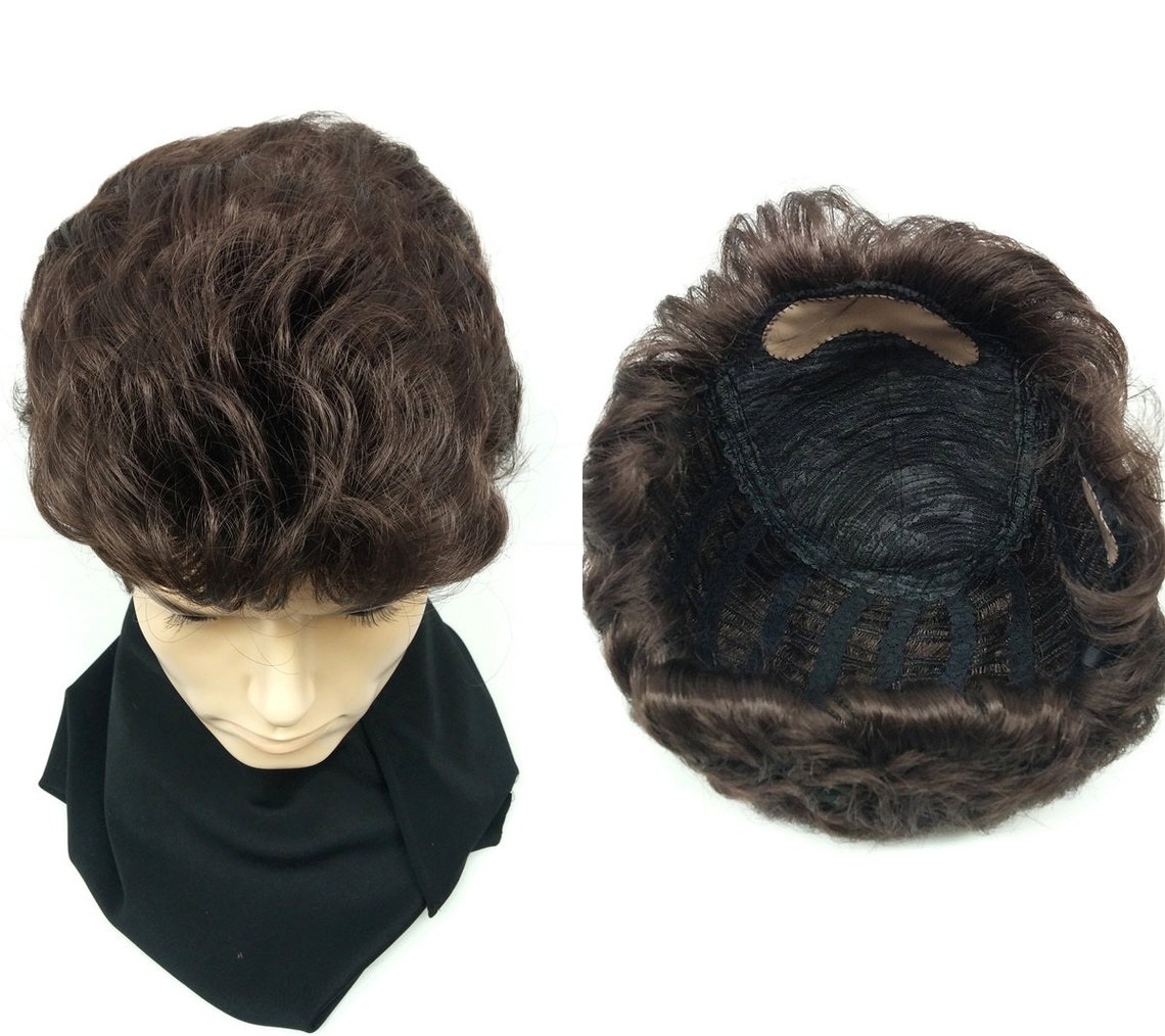 Men's Brown Short Brushed Back Style Wig. Synthetic - Etsy