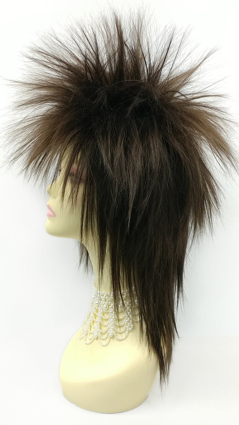 15 Inch Dark Brown Punk Rock 80s Costume Wig. Rockstar Wig. | Etsy