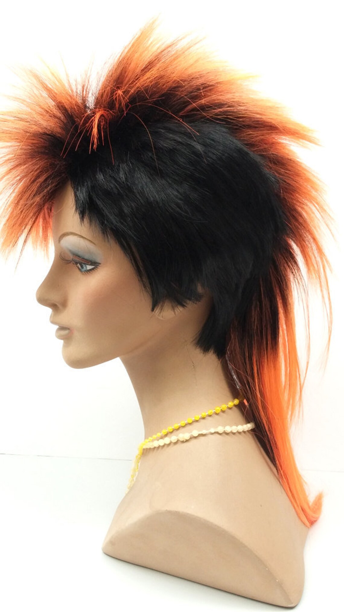 Black and Orange Mohawk Wig. Unisex Punk Rock Wig. Costume Wig | Etsy