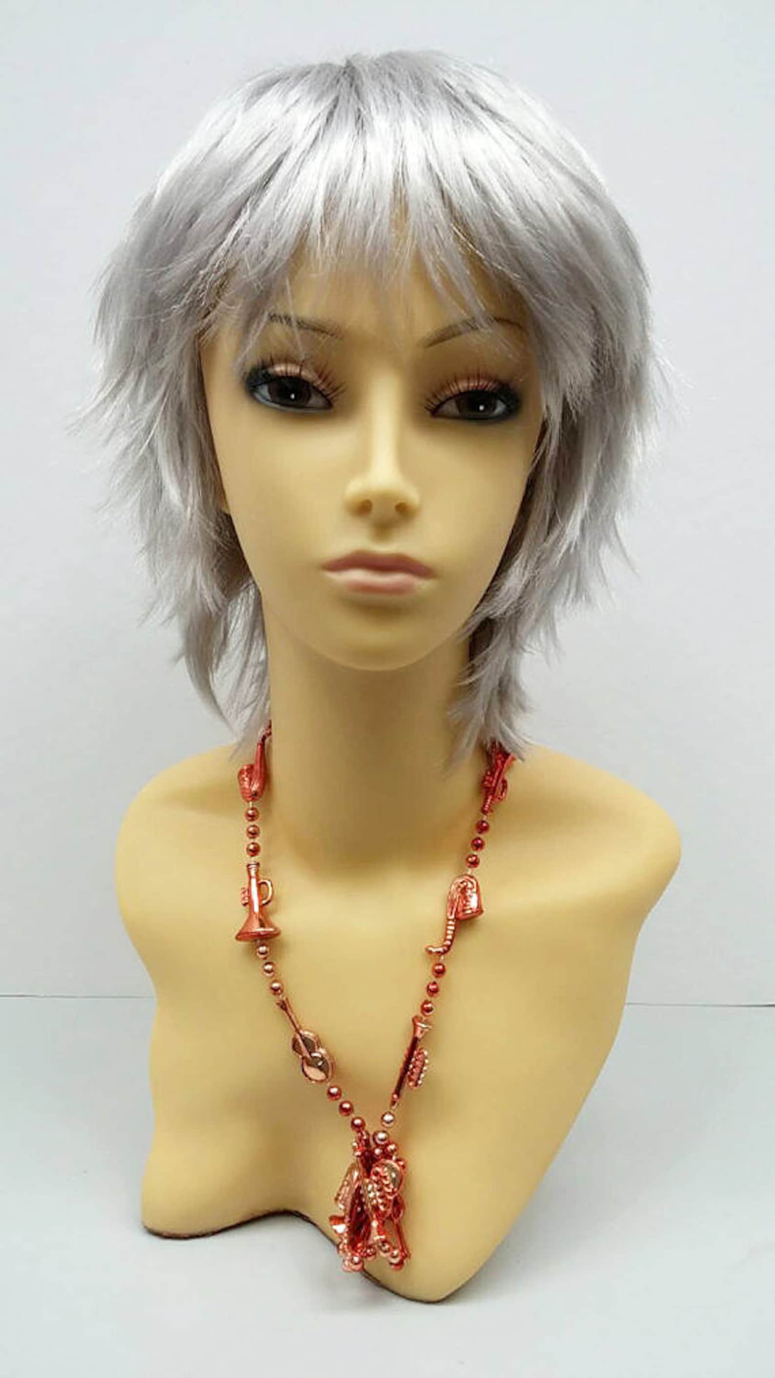Short Layered Wind Blown Shag Style Silver Cosplay Wig. Anime | Etsy