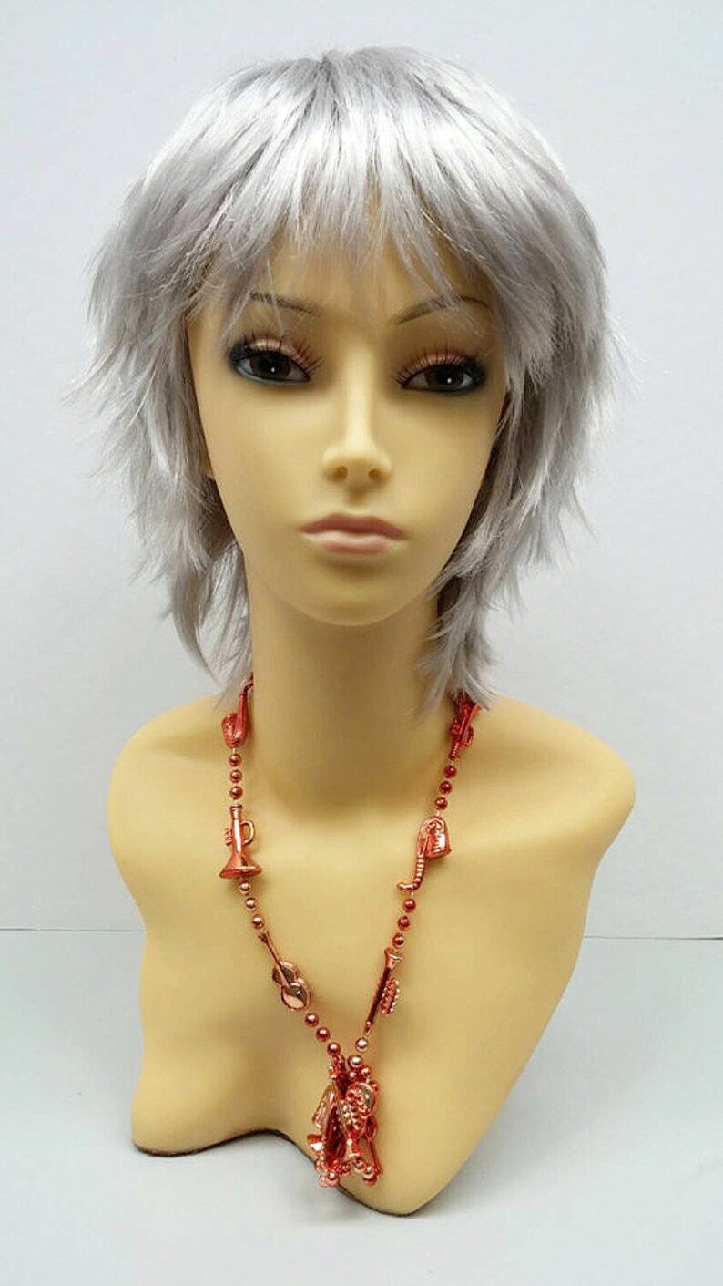 Short Layered Wind Blown Shag Style Silver Cosplay Wig. Anime - Etsy