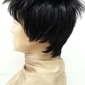 Black Short Spiky Style Men's Wig. Synthetic Costume Fashion Wig. [54 ...