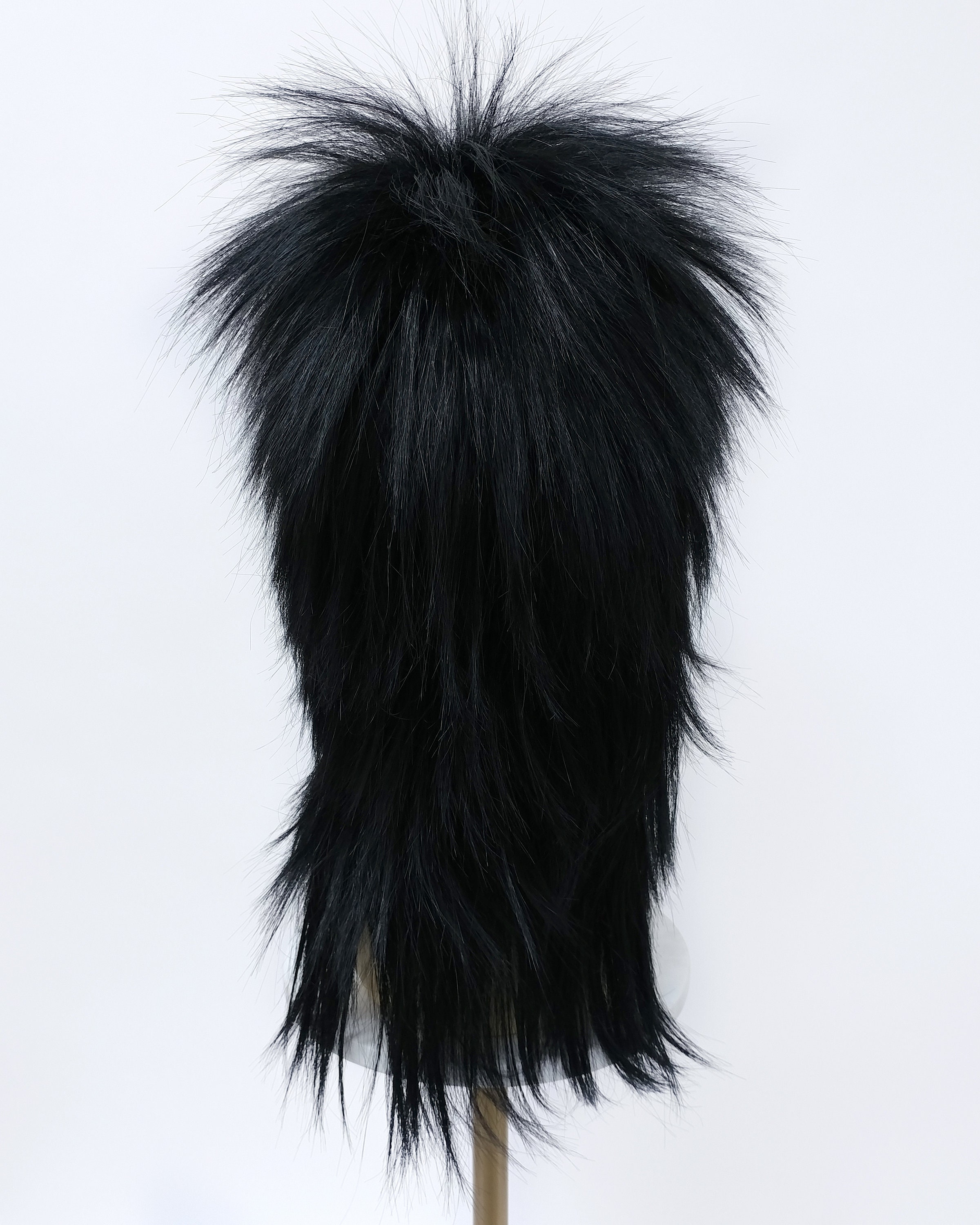 Punk Rock 80s Spiky Costume Wig Black Long Mullet Rockstar Rocker Large ...