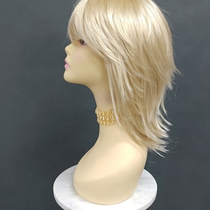 12 Inch Blonde Shag Style Straight and Layered With Bangs Anime Costume ...
