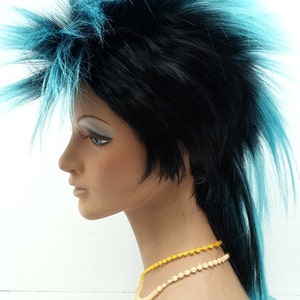 Black and Light Blue Mohawk Wig. Unisex Punk Rock Wig. Costume | Etsy