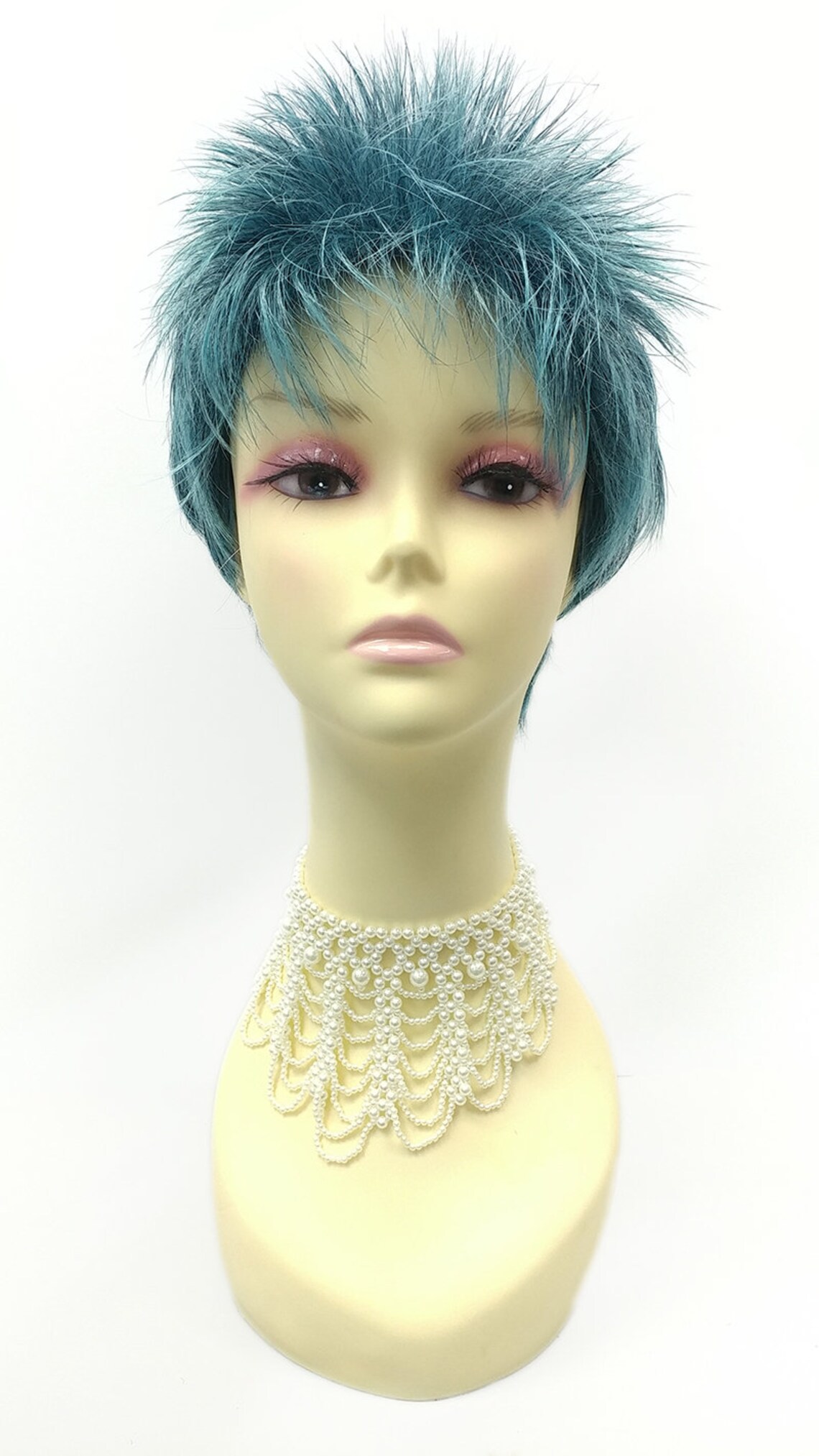 Light Blue off Black Mix Short Spiky Style Unisex Wig. - Etsy