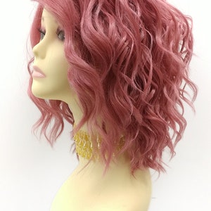 12 Inch Lace Front Dusty Rose Short Wavy Lob Heat Resistant - Etsy