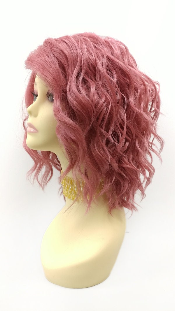 12 Inch Lace Front Dusty Rose Short Wavy Lob Heat Resistant | Etsy