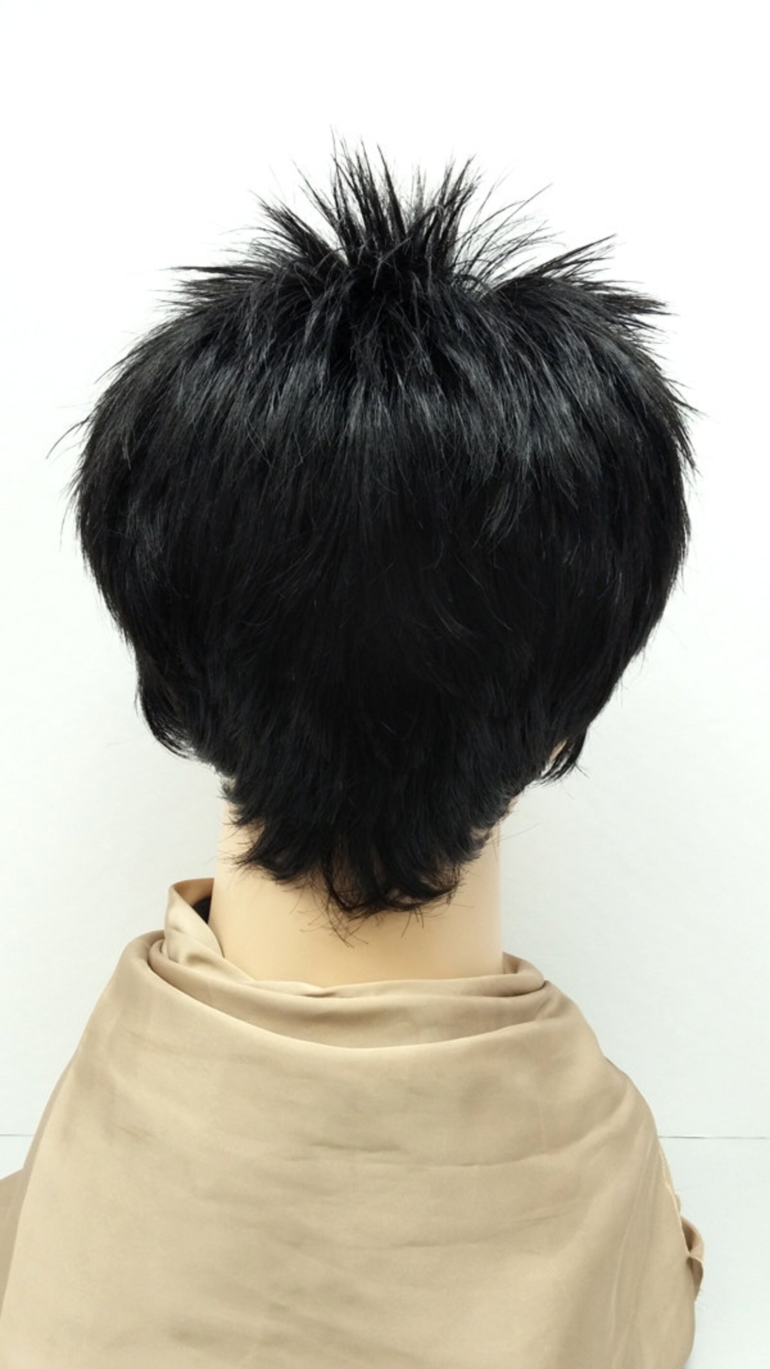 Black Short Spiky Style Men's Wig. Synthetic Costume Fashion Wig. [54 ...