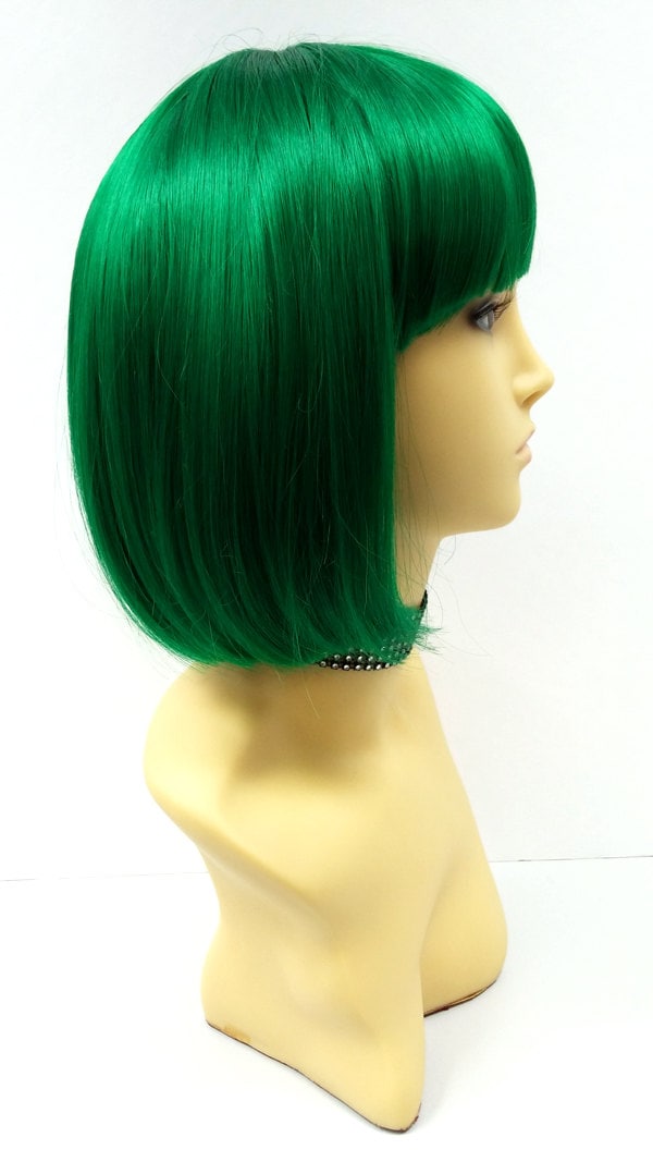 Green Short Bob Wig Straight With Bangs. Page Boy Wig. - Etsy