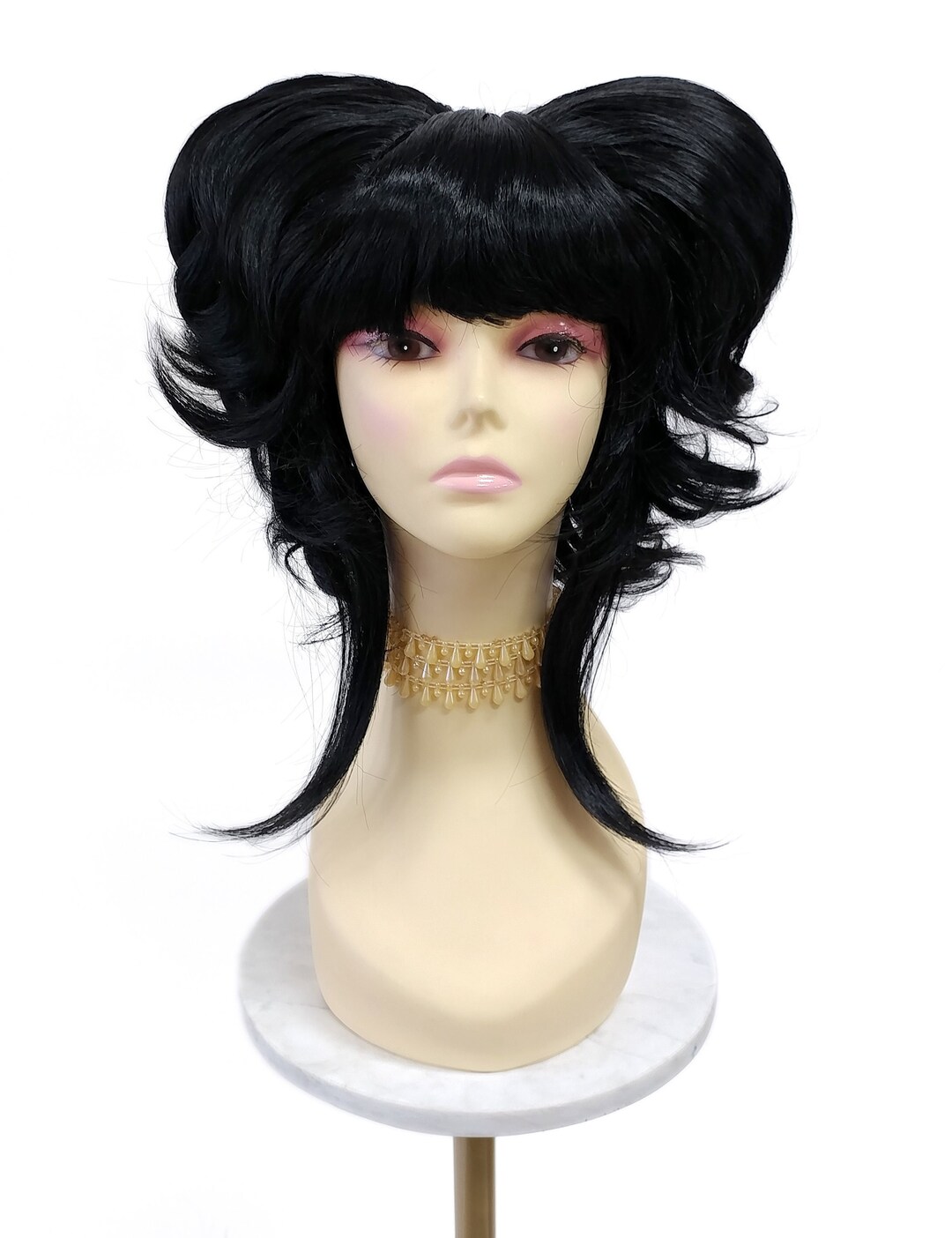 Petite Black Short Double Pouf Poof Wig. Anime Cosplay Wig. Fun Novelty ...
