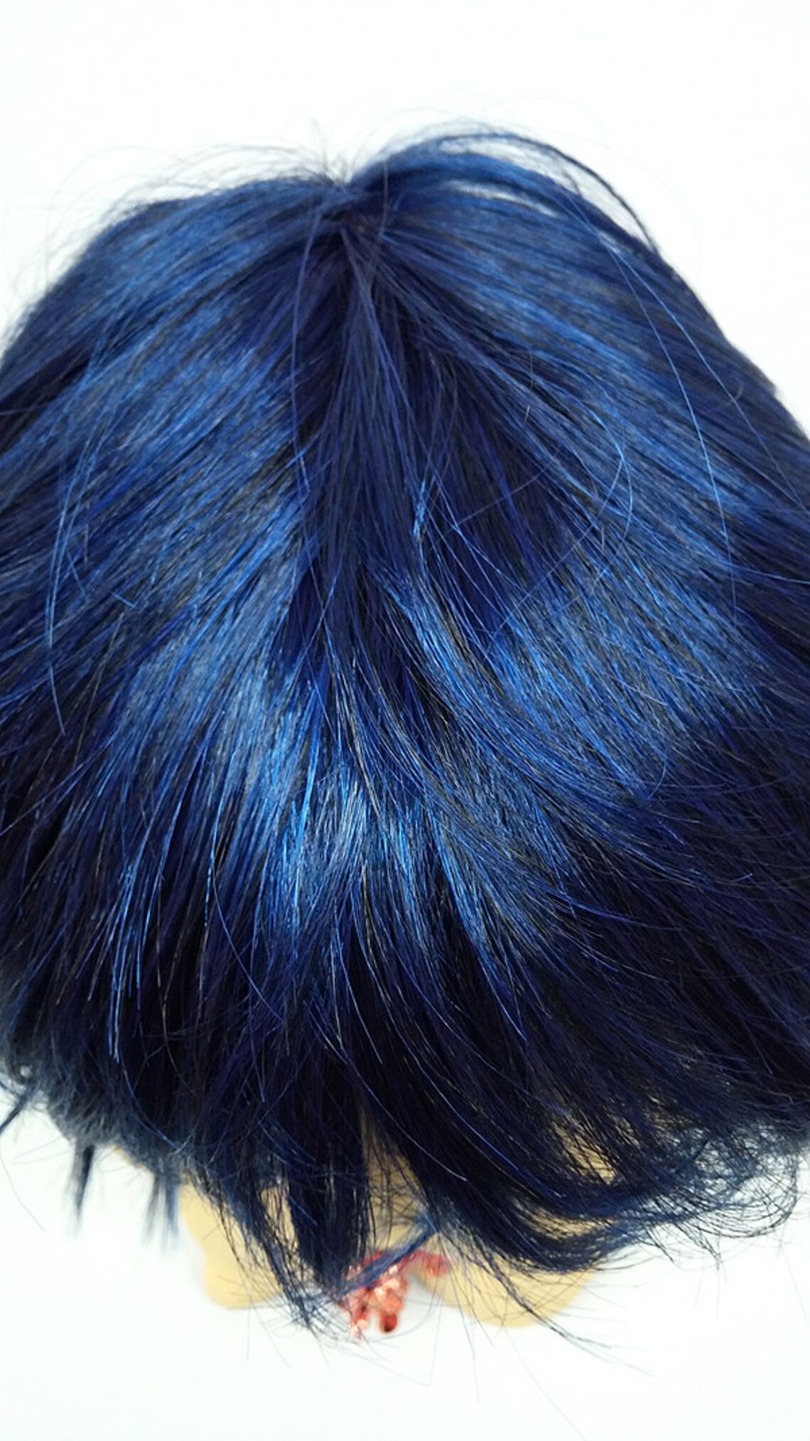 12 Inch Midnight Dark Blue Shag Style Wig Straight And Etsy