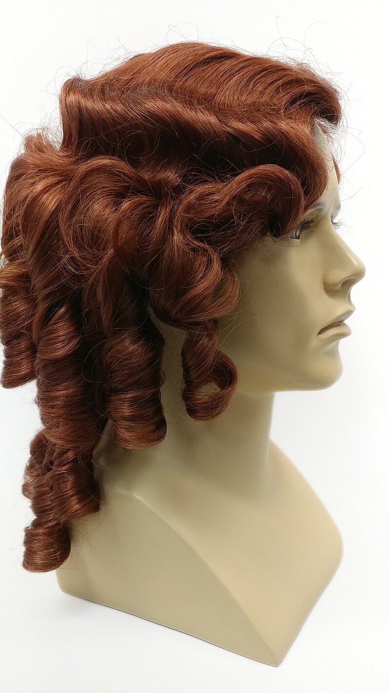 Unisex Bright Auburn Curly Colonial Costume Wig. 1700s Style Ringlets ...