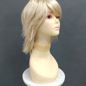12 Inch Blonde Shag Style Straight and Layered With Bangs Anime Costume ...