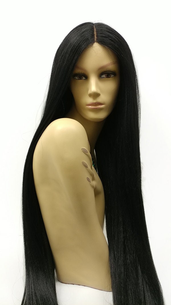 40 Inch Long Black Lace Part Middle Part Wig. Heat Resistant - Etsy